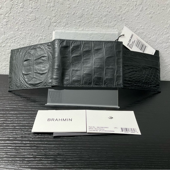 Brahmin | Bags | Brahmin Mens Bifold Wallet In Black Barker Wrear Eye ...